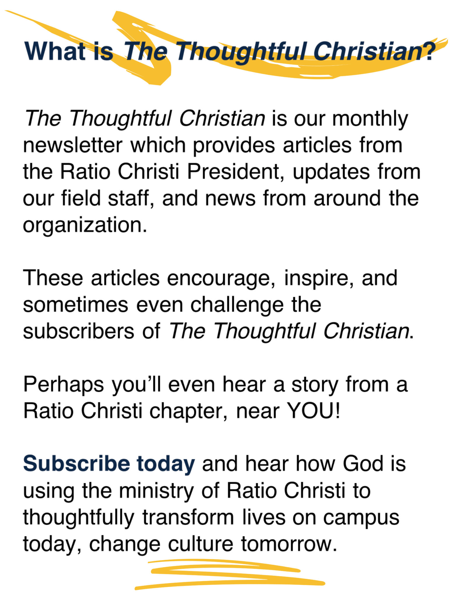 The Thoughtful Christian Newsletter - Ratio Christi